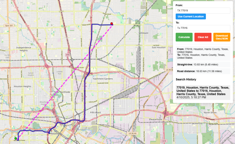 Measure Distance Map - Find Driving & Straight Distance Between 2 ...