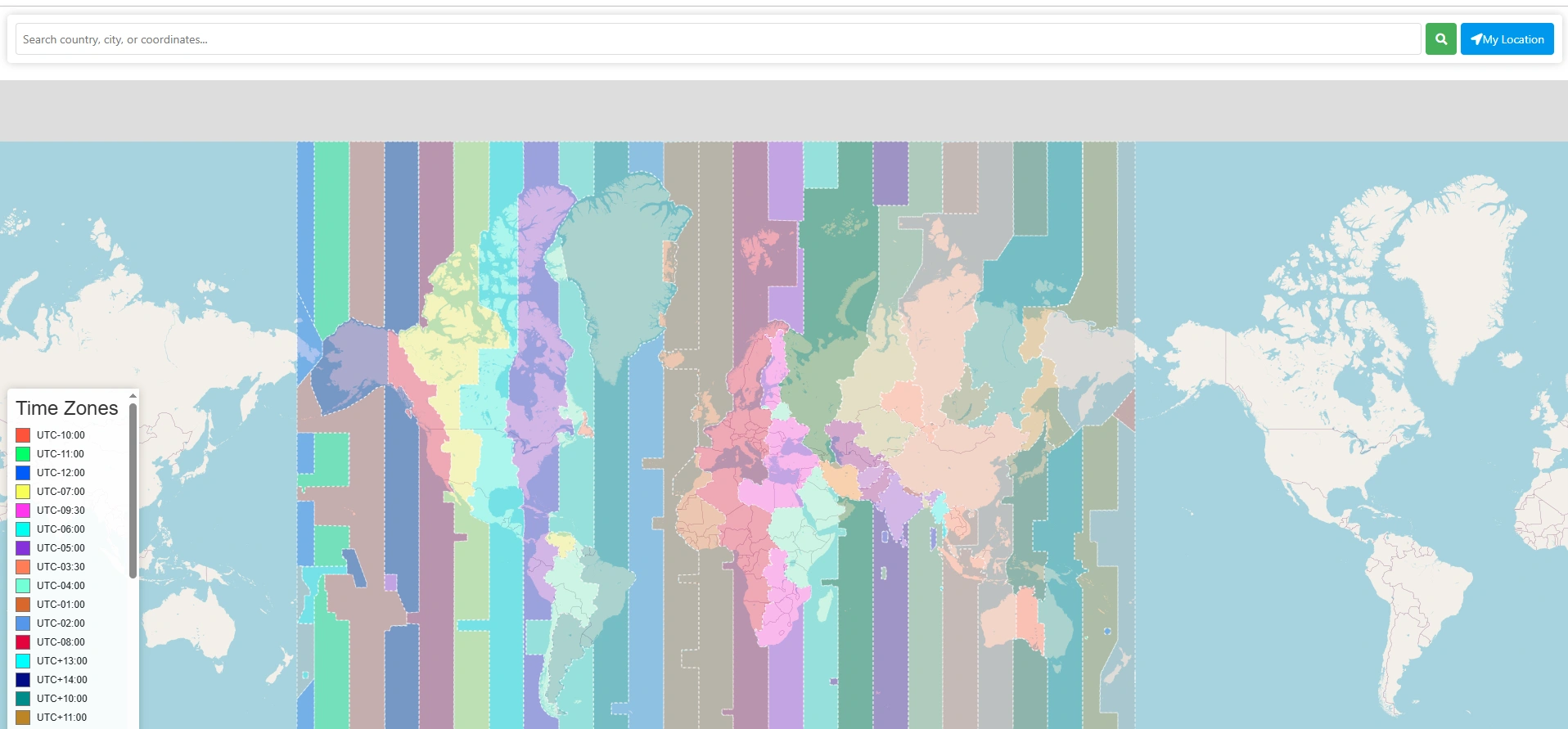 World Time Zone Map - UTC - Time Zone Boundaries - Online Map Maker